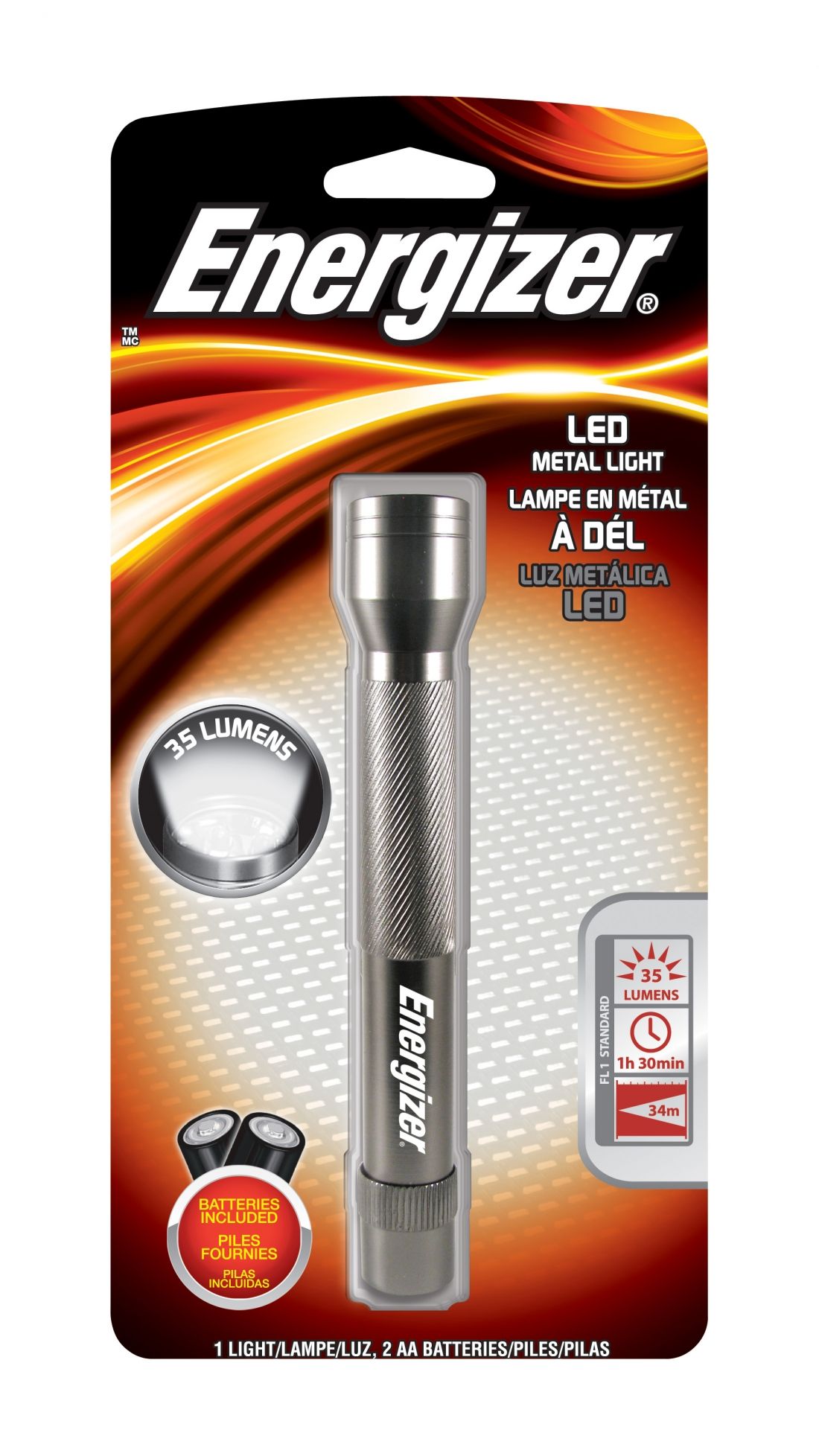 Energizer 2AA Metal LED Flashlight ENML2AAS . Energizer Flashlights.